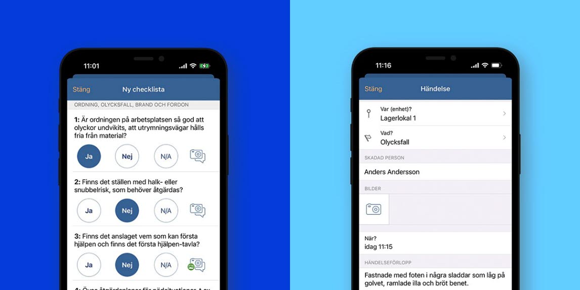 Rapportera händelser direkt i IA-appen.